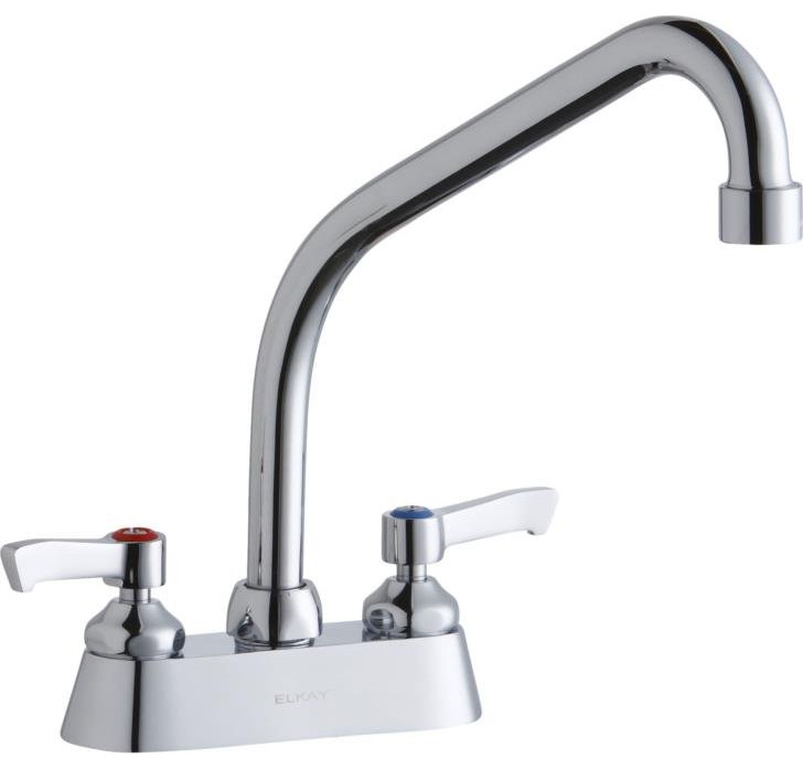 Elkay 8" High Arc Spout Double Handle Deck Mount Commercial Faucet, LK406HA08L2 - Transitional ...