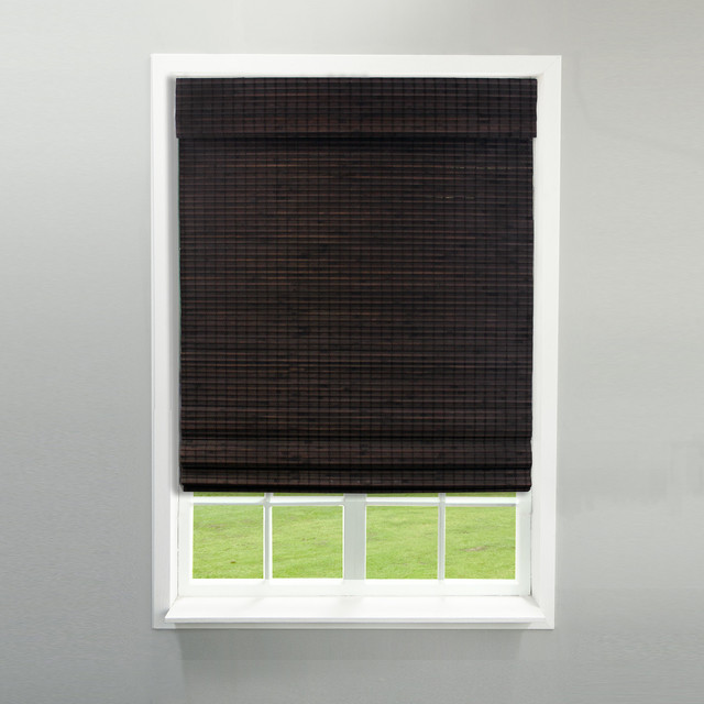Radiance Cordless Privacy Weave Bamboo Roman Shade, 48"x64" - Asian ...