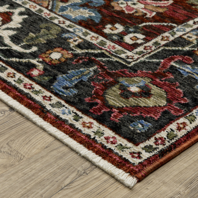 Hanford Bordered Persian Fringe Edge Area Rug, 6'7" x 9'6 ...