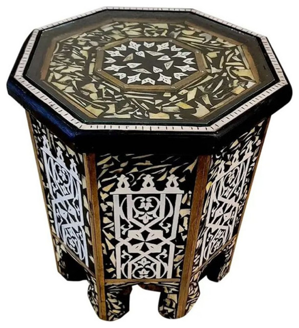 Moroccan Resin Inlay Marrakech End Table - Mediterranean - Side Tables ...