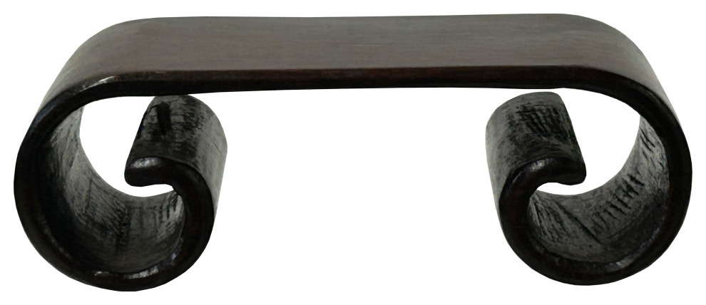 3" Brown Wood Scroll Legs Rectangular Display Stand Riser Easel - Asian ...