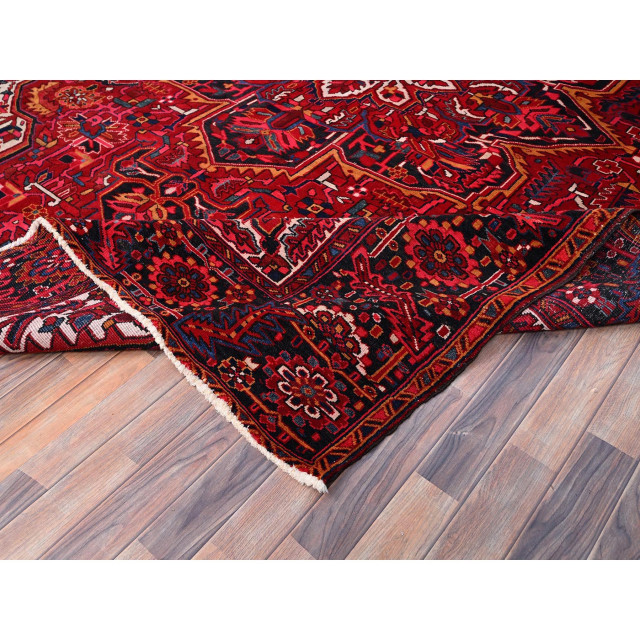 Dutch Tulip Red Semi Antique Hand Knotted Shiny Wool Oriental Rug 9'7 ...