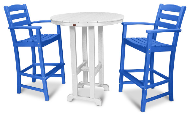 Polywood La Casa Café 3-Piece Round Farmhouse Bar Set - Contemporary ...