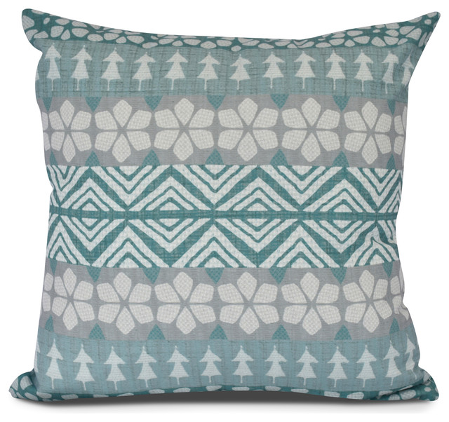 FairIsle, Geometric Print Pillow, Teal, 26" x 26" - Contemporary ...