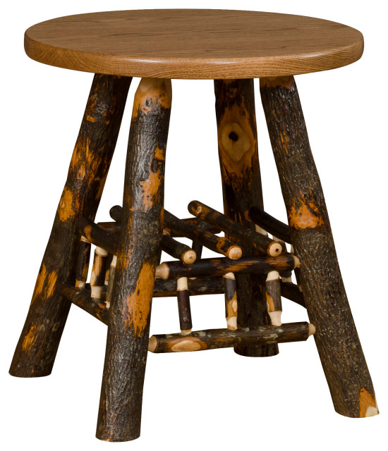 Hickory Log Round Lamp Table - Rustic - Side Tables And End Tables - by ...