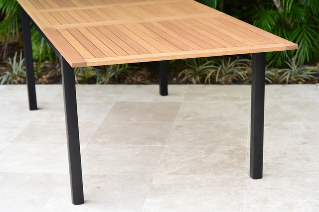 Amazonia Teak Finish and Aluminum Bora Rectangular Extendable Patio Dining Table - Transitional ...