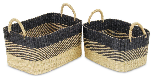 Galla Two Piece Colored Weave Basket Set - Beach Style - Baskets - by ...