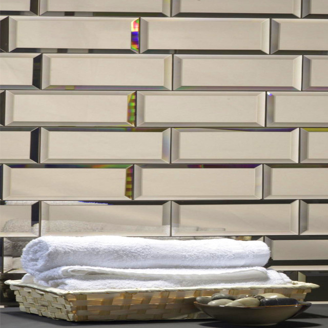 Diamond Glass Gold Mirror 3x12 Beveled Subway Tile,Peel & Stick, Set of ...