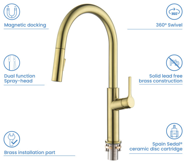 Fusion-T Single Handle Pull Down Kitchen Sink Faucet - Contemporary ...