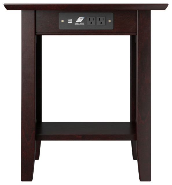 Nantucket End Table With Charging Station In Espresso - Transitional ...