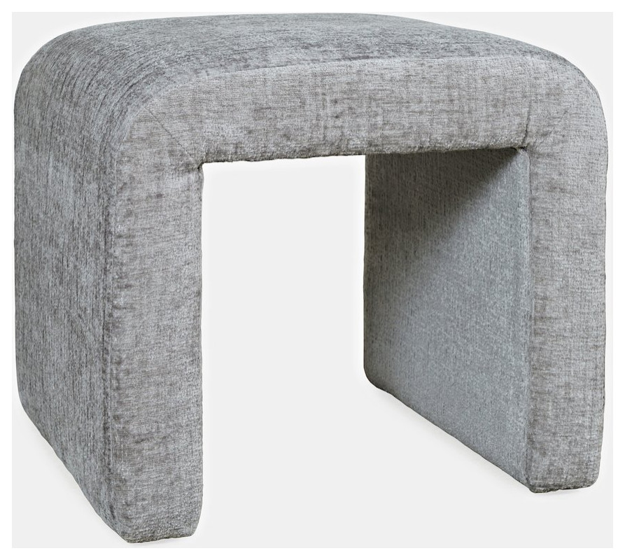 Luxury Curved Upholstered Waterfall Jacquard Petite Ottoman Bench - Set ...
