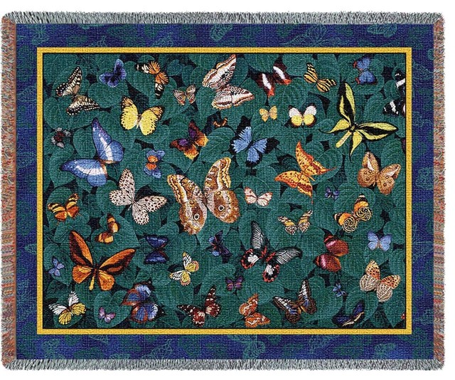Butterfly Dance Woven Throw Blanket - Contemporary - Throws - by ...