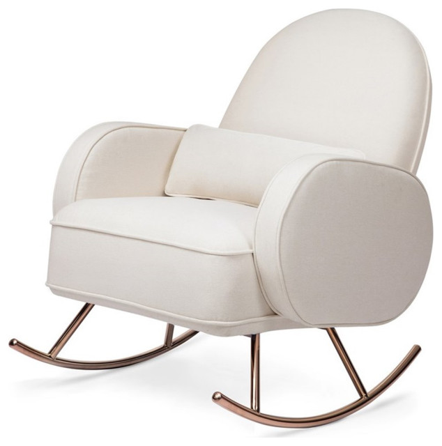 Namesake Compass Upholstered Modern Fabric Rocker in Cream - Midcentury ...