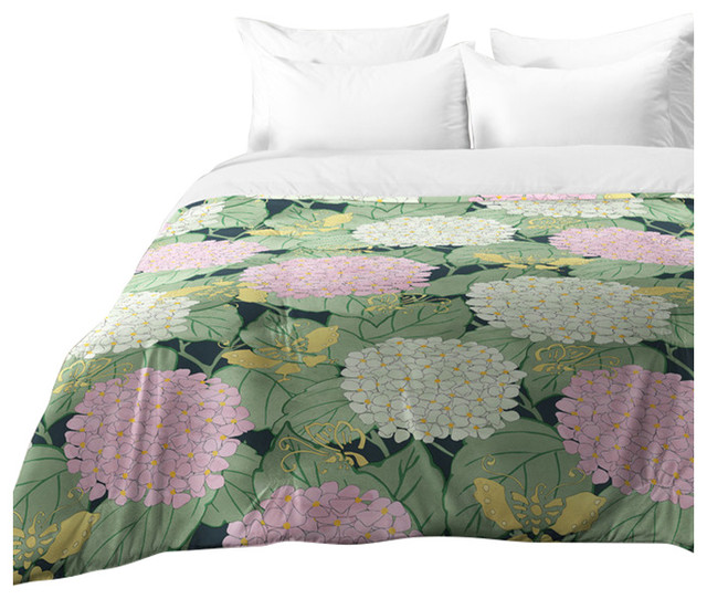 Belle13 Hydrangea and Butterflies Comforter, Twin - Contemporary ...