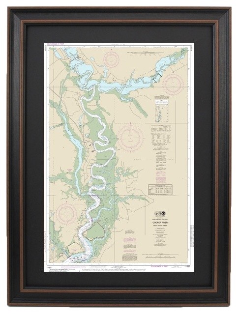 Framed Nautical Chart, South Carolina's Cooper River, 15x24 - Beach ...