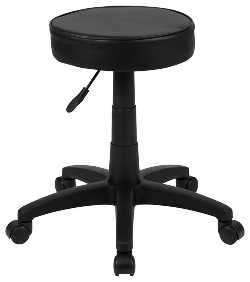 Offex Black Adjustable Swivel Doctors Stool on Wheels with Ergonomic ...