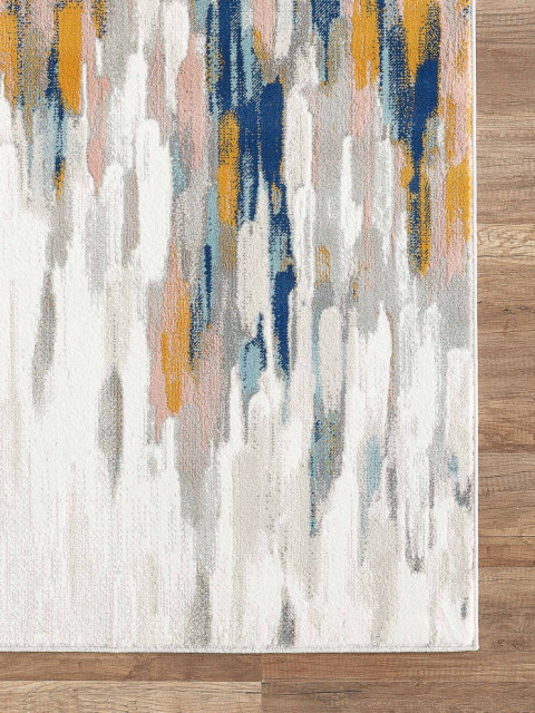 Abani Porto Contemporary Orange And Blue Abstract Area Rug, 7'9" x 10'2 ...