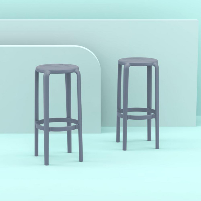 Tom Resin Bar Stool Dark Gray - Contemporary - Bar Stools And Counter ...