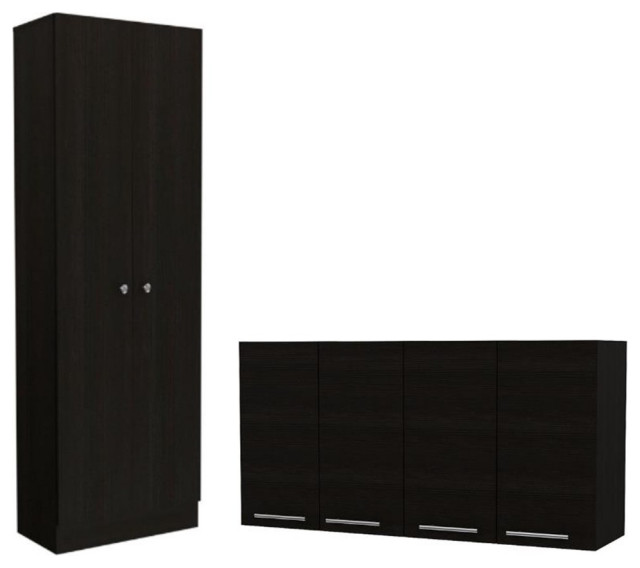 Home Square 2-Piece Set with Two-Door Pantry Cabinet and Wall Cabinet ...