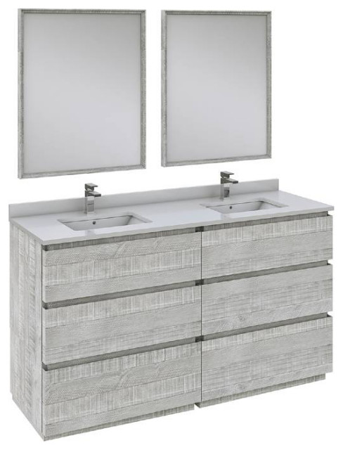 Fresca Formosa Modern 60" Ash Double Sink Bathroom Vanity Set ...