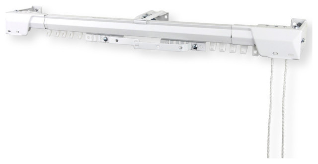 White Heavy Duty Traverse Rod, Center Open 48-84" - Contemporary ...