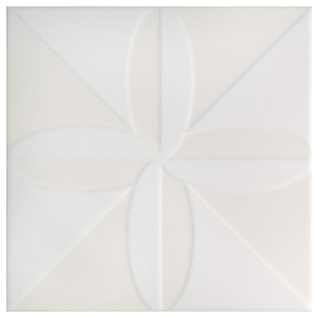 Triple Fronteira Ceramic Wall Tile, White, Sample - Contemporary - Wall ...