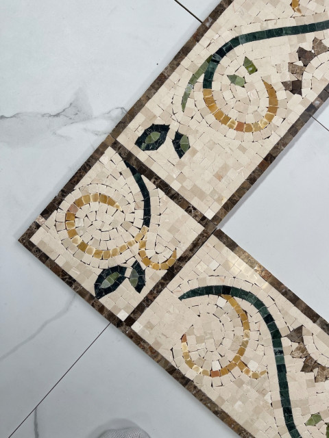 Emerald Gold 6.3x15 Marble Mosaic Border Listello Tile Polished, 1 ...