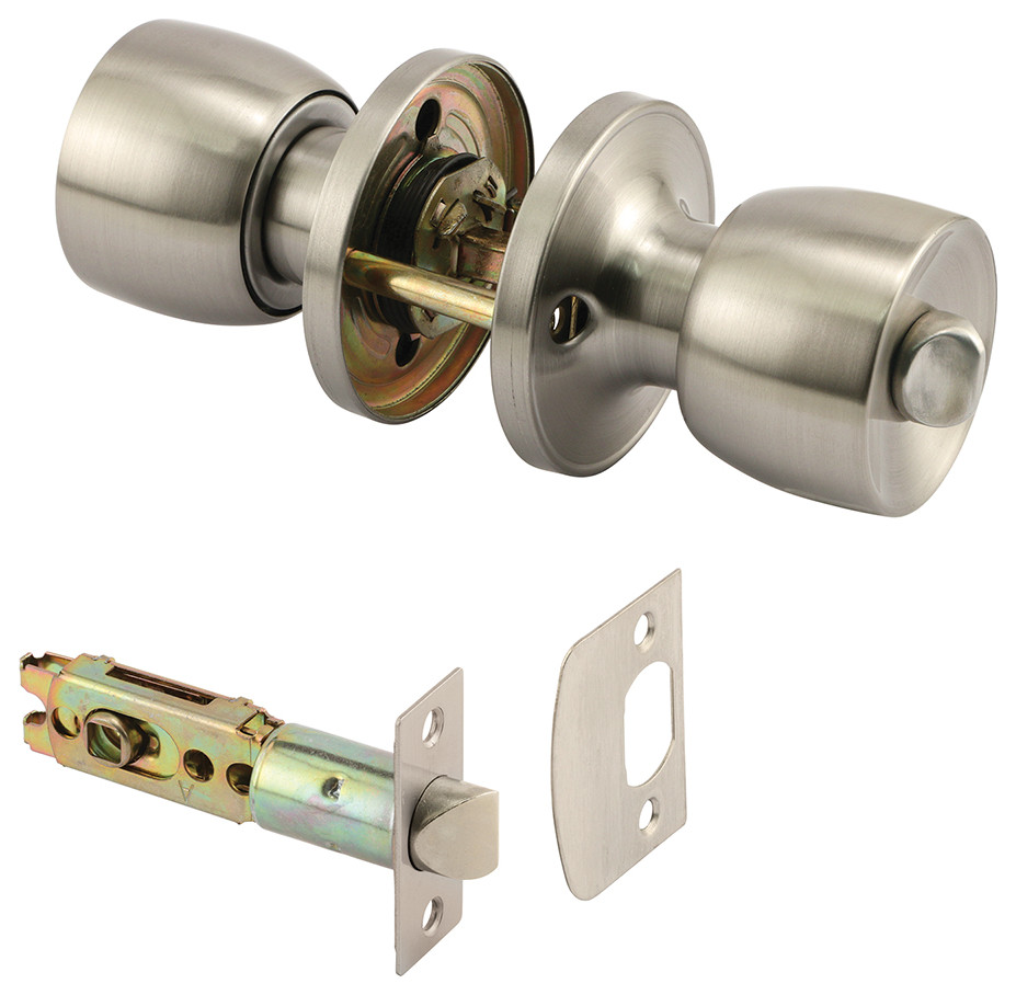 Privacy Knob, Fits 2-3/8" and 2-3/4" Backset, Tulip, Satin Nickel, 1 ...