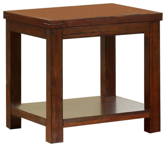 Square Shaped End Table with Open Bottom Shelf Brown - Transitional ...