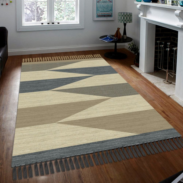 RugSmith Beige Torus Mid-Century Modern Area Rug, 5' X 8 ...