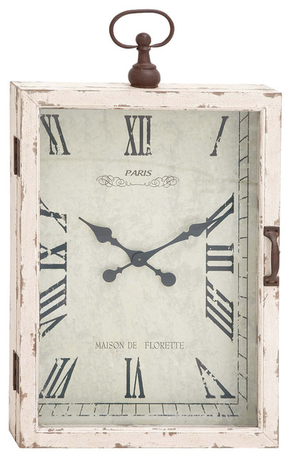 Vintage White Wooden Wall Clock 20274, 20" x 5" x 34" - French Country ...