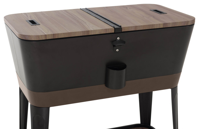 Sunjoy 80-Quart Outdoor Rolling Cooler Cart Patio Ice Chest - Modern ...