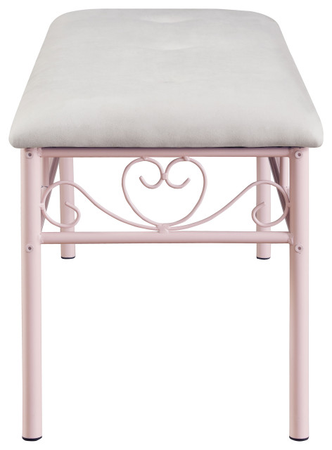 Massi Tufted Upholstered Bench Powder Pink - Contemporary - Kids Chairs ...