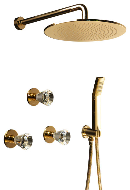 Diamond Complete Shower System, Polished Gold - Contemporary ...