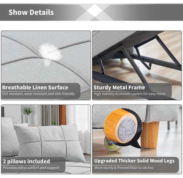 Homrest Sleeper Sofa Bed 3-in-1 Convertible Chair - Transitional ...