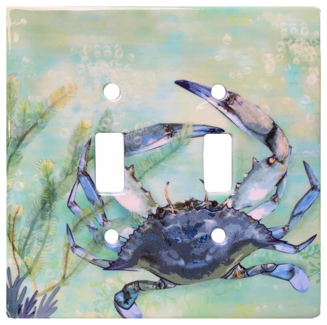 Crab Ceramic Double Switchplate - Beach Style - Switch Plates And ...