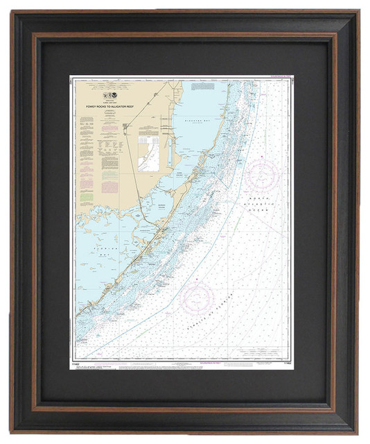 Framed Nautical Chart, Fowey Rocks to Alligator Reef - Transitional ...