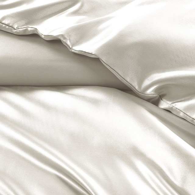 Satin Luxury Comforter Set in Ivory Color - Transitional - Bar Stools ...