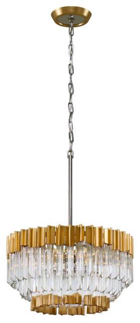 Charisma Pendant, 5-Light Gold Leaf, Stainless Steel, Clear Crystal ...