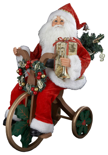 Kurt Adler Red/Gold Santa On Tricycle Table Piece - Contemporary ...