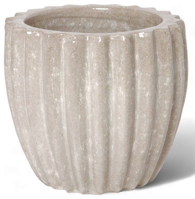 Gray Tall Round Ridge Pot - Farmhouse - Indoor Pots And Planters - by ...