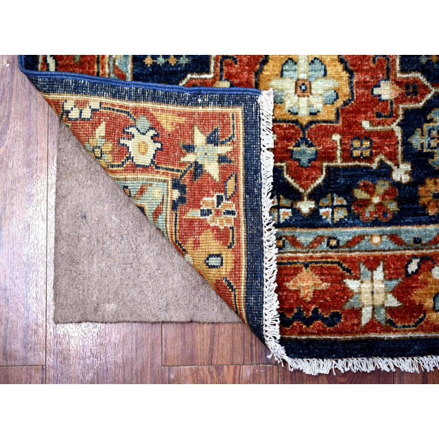 Cobalt Blue with Carmine Red Border, Fine Aryana, Karajeh Design Rug 2 ...