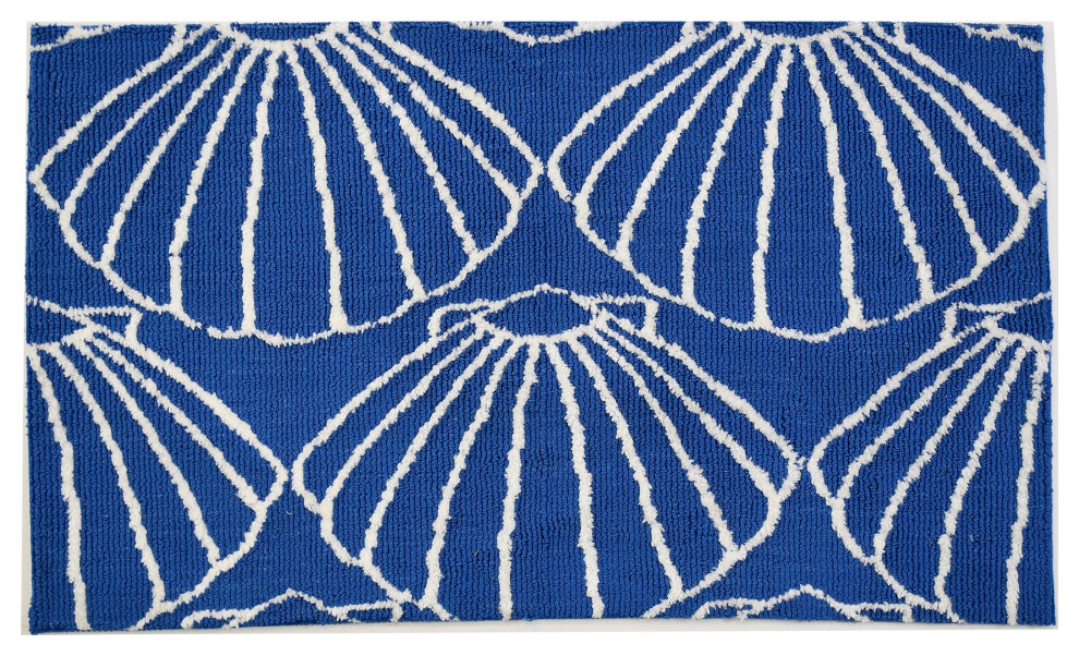 Shells Patterned Blue Coastal Rug Beach House Indoor Area Rug 21" X 33 ...