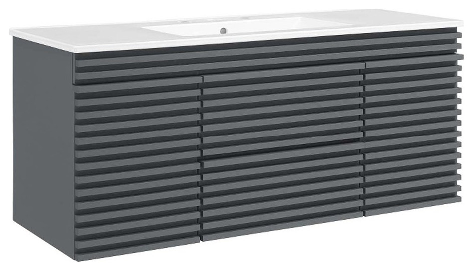 Modway Render 48" MDF and Particleboard Wall-Mount Bathroom Vanity ...