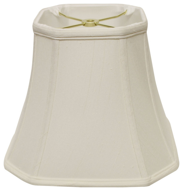 16" White Slanted Square Bell Monay Shantung Lampshade - Traditional ...