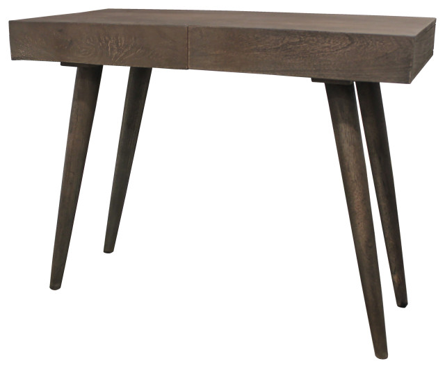 Benedict Gray Acacia Solid Wood 2 Drawer Desk - Midcentury - Desks And ...