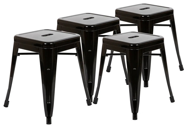 4 Pack Patio Dining Stool Chair, Backless Design With Square Metal Seat ...