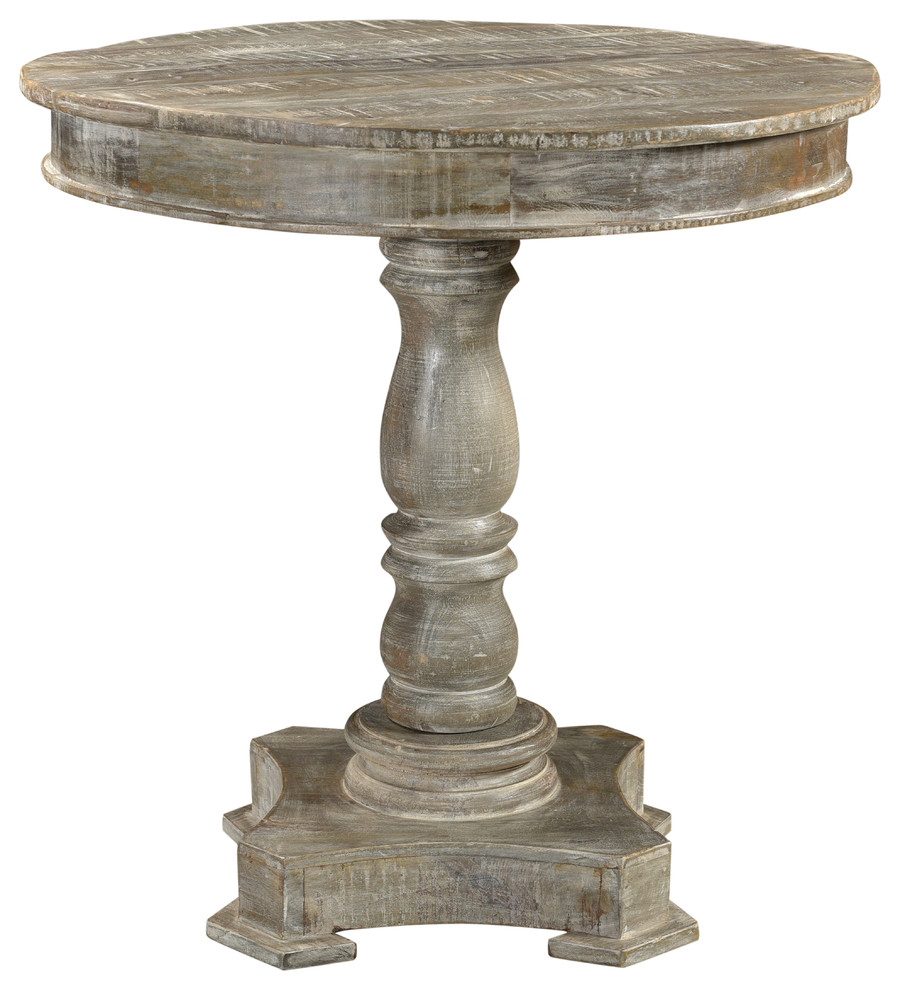 Golden Round Bistro Table, Gray Wash - Farmhouse - Indoor Pub And ...