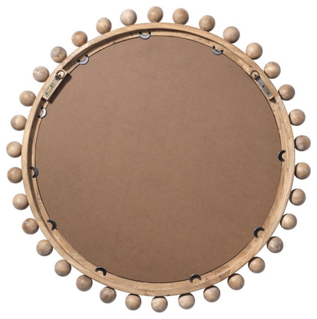 Eden Home Coastal Wood Mirror with Small Balls in Natural Finish ...