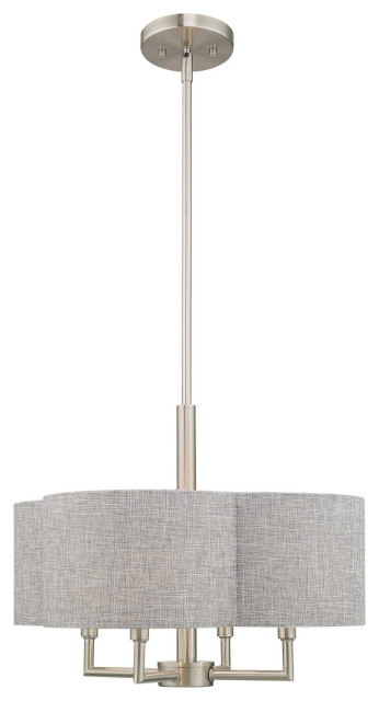 LIVEX LIGHTING 51364-91 Kalmar 4-Light Pendant Chandelier, Brushed Nickel - Transitional ...